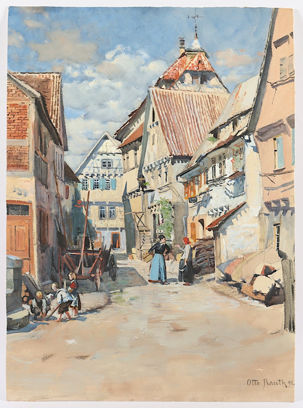 Otto Rauth | Straßenszene in einer deutschen Kleinstadt (98) | MutualArt