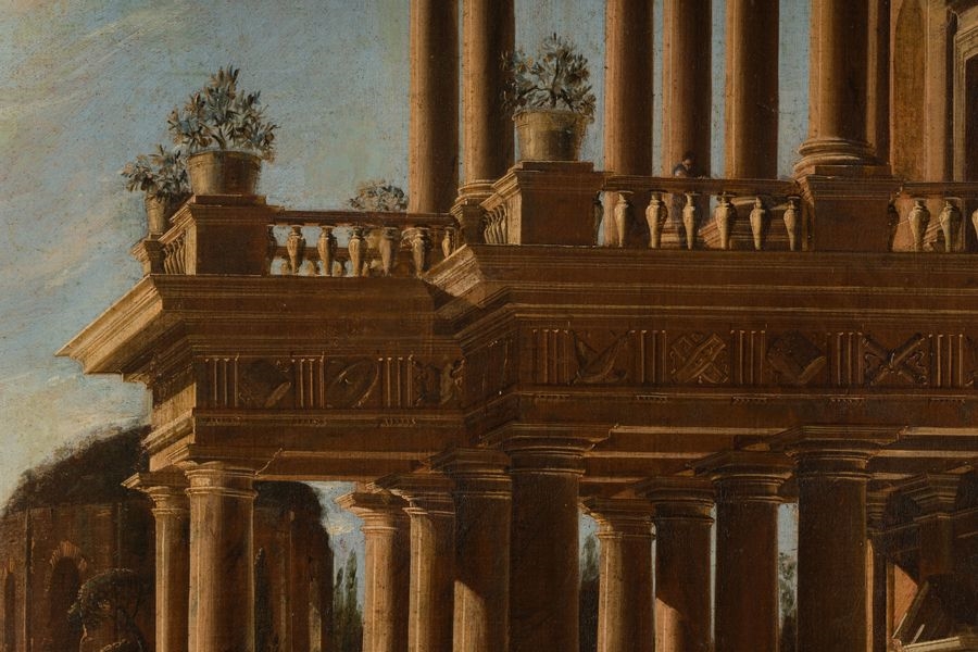 Viviano Codazzi | Characters on the steps of an architectural palace ...