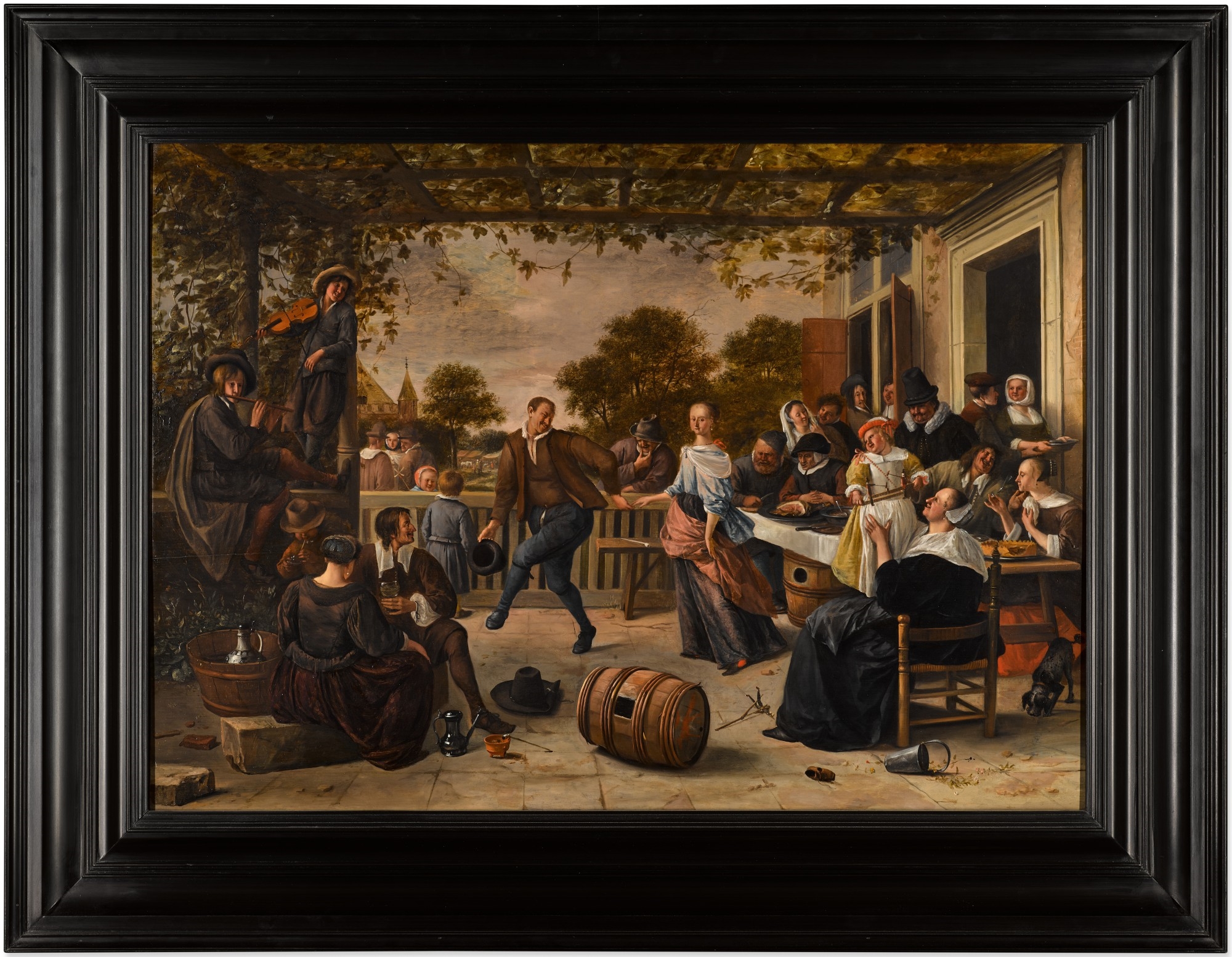 Jan Steen | ‘The Dancing Couple’: a terrace with a couple dancing to a ...