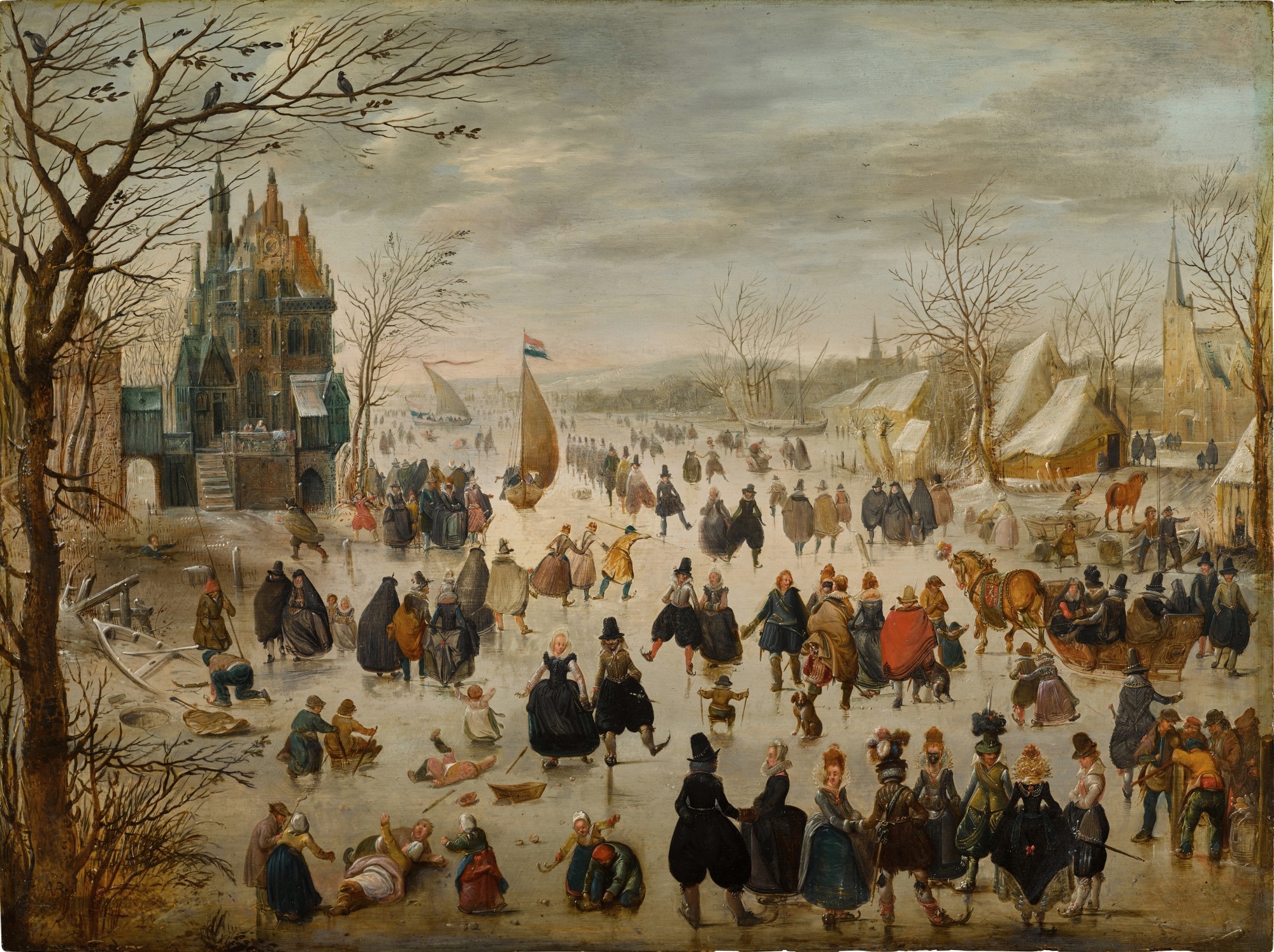 Adam Van Breen | Figures skating on a frozen river, a castle beyond ...