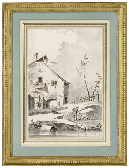 Giacomo Guardi | Capricci of houses with figures by water | MutualArt