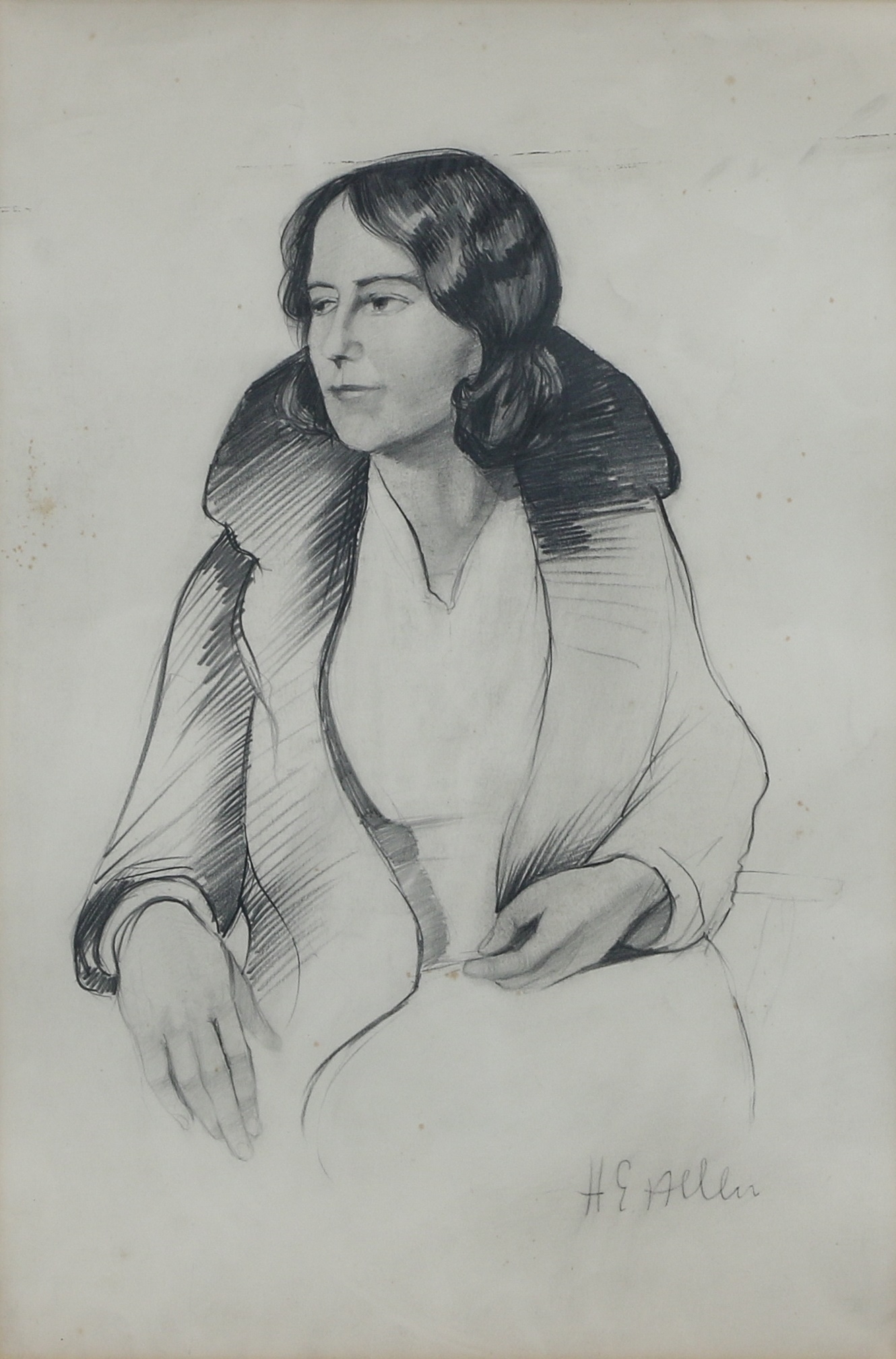 Harry Epworth Allen | Portrait of a lady, half-length seated wearing a ...