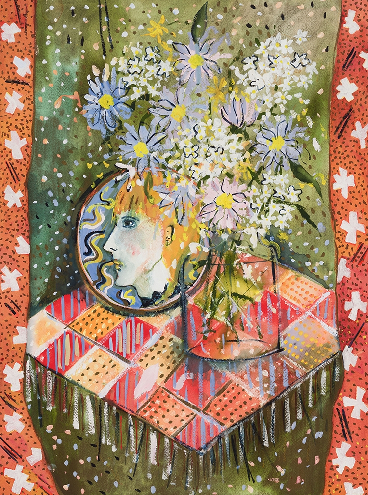 Roz Marshall | The Orange Patterned Curtain (1980) | MutualArt