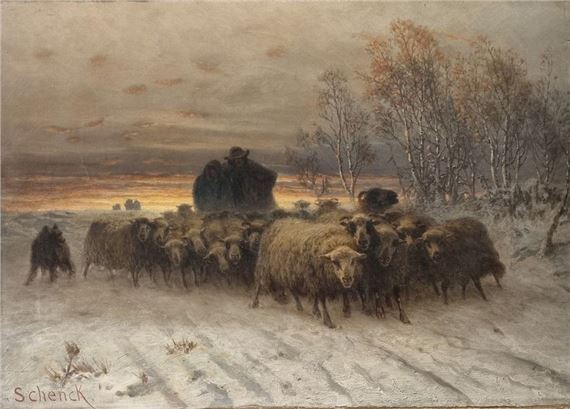 August Friedrich Albrecht Schenck | The return of the herd in winter ...