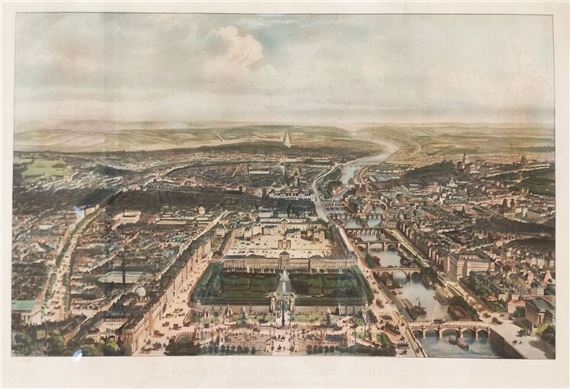 Jacques Alphonse Testard | RARE VIEW OF PARIS AS A BIRD FLIES (Circa ...