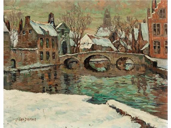 J. Van Damme | Stadtansicht im Winter | MutualArt