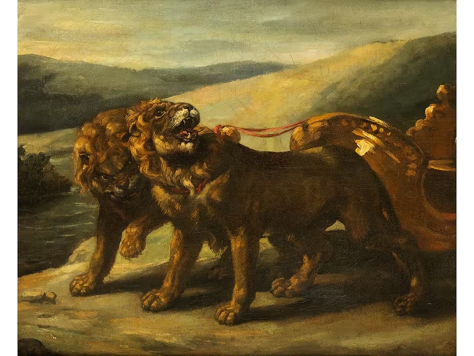 Jean Louis André Théodore Géricault | TWO LIONS PULLING A CHARIOT (1811 ...