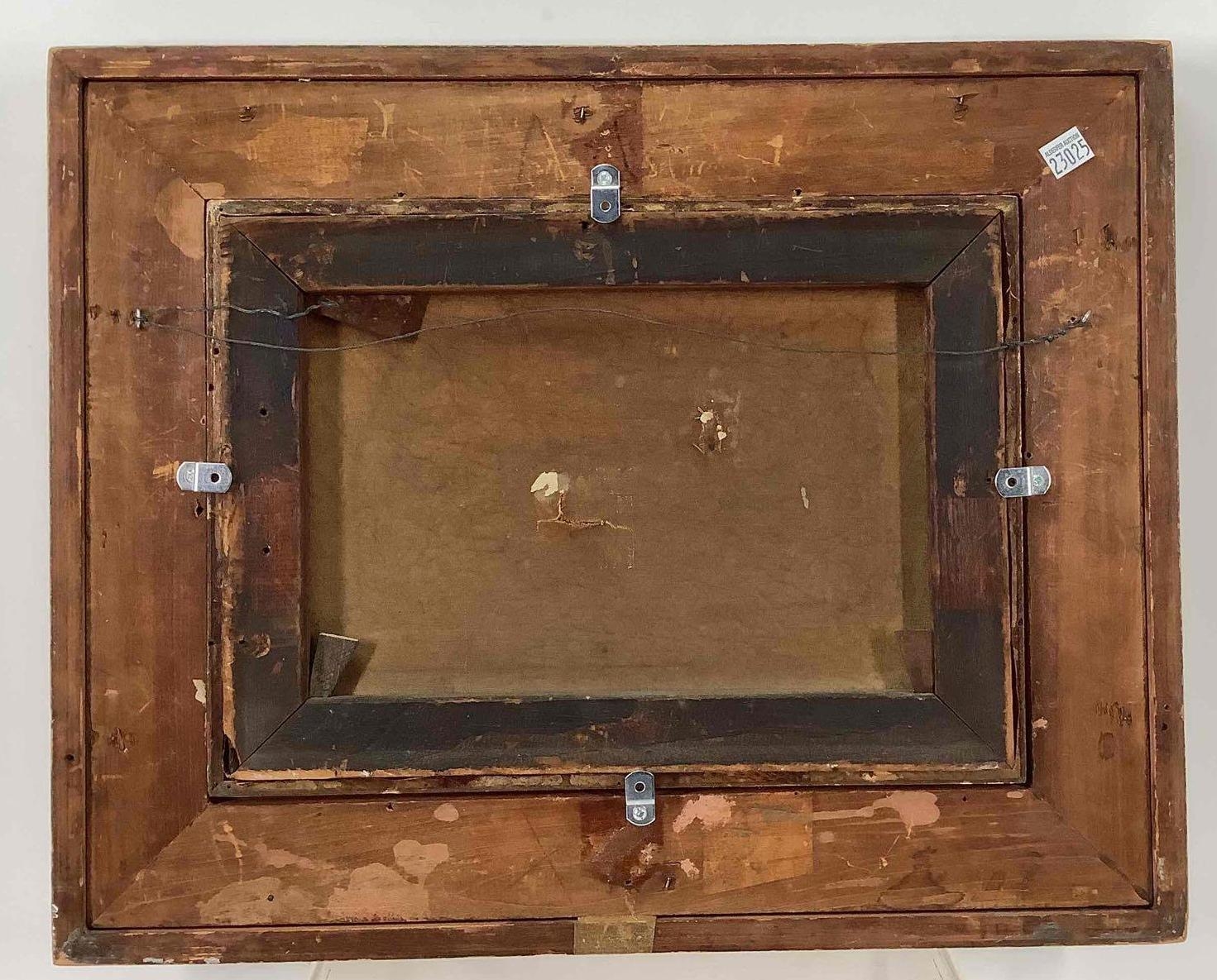 James Vincent Maginn | A brood of baby chickens in barnyard | MutualArt