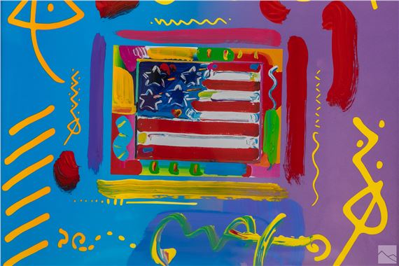 Peter Max | Peter Max b.1937 Abstract American Flag Painting (1937 ...