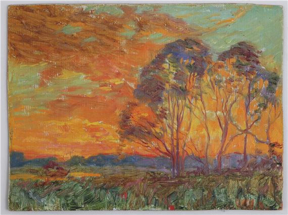 Whitney Hubbard | orange sunset with trees | MutualArt