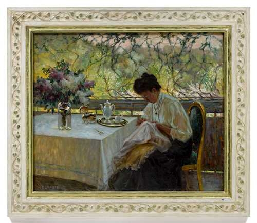 Wilhelm Blanke | A woman sewing | MutualArt