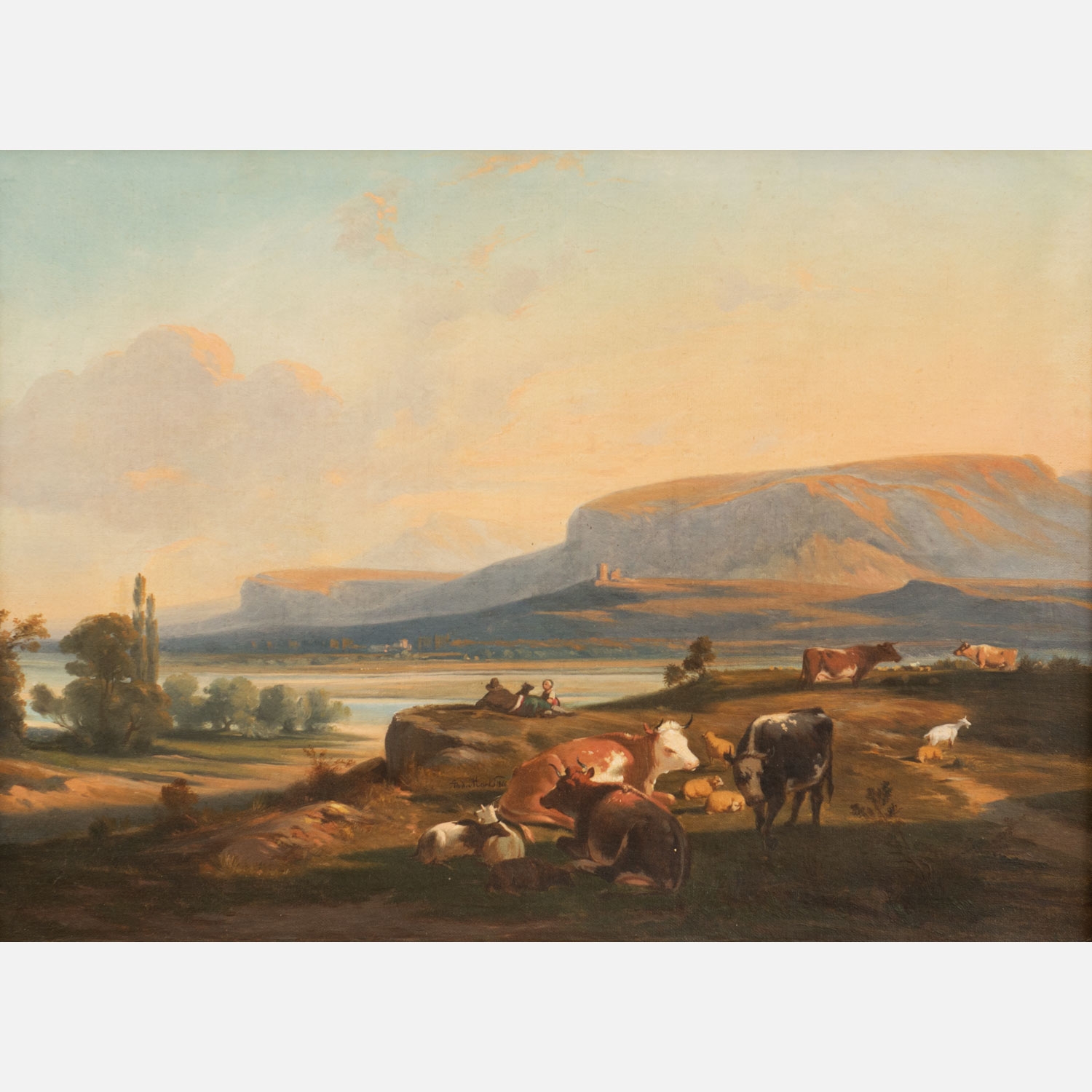 András Markó | Italian landscape with shepherds and cows (1866) | MutualArt