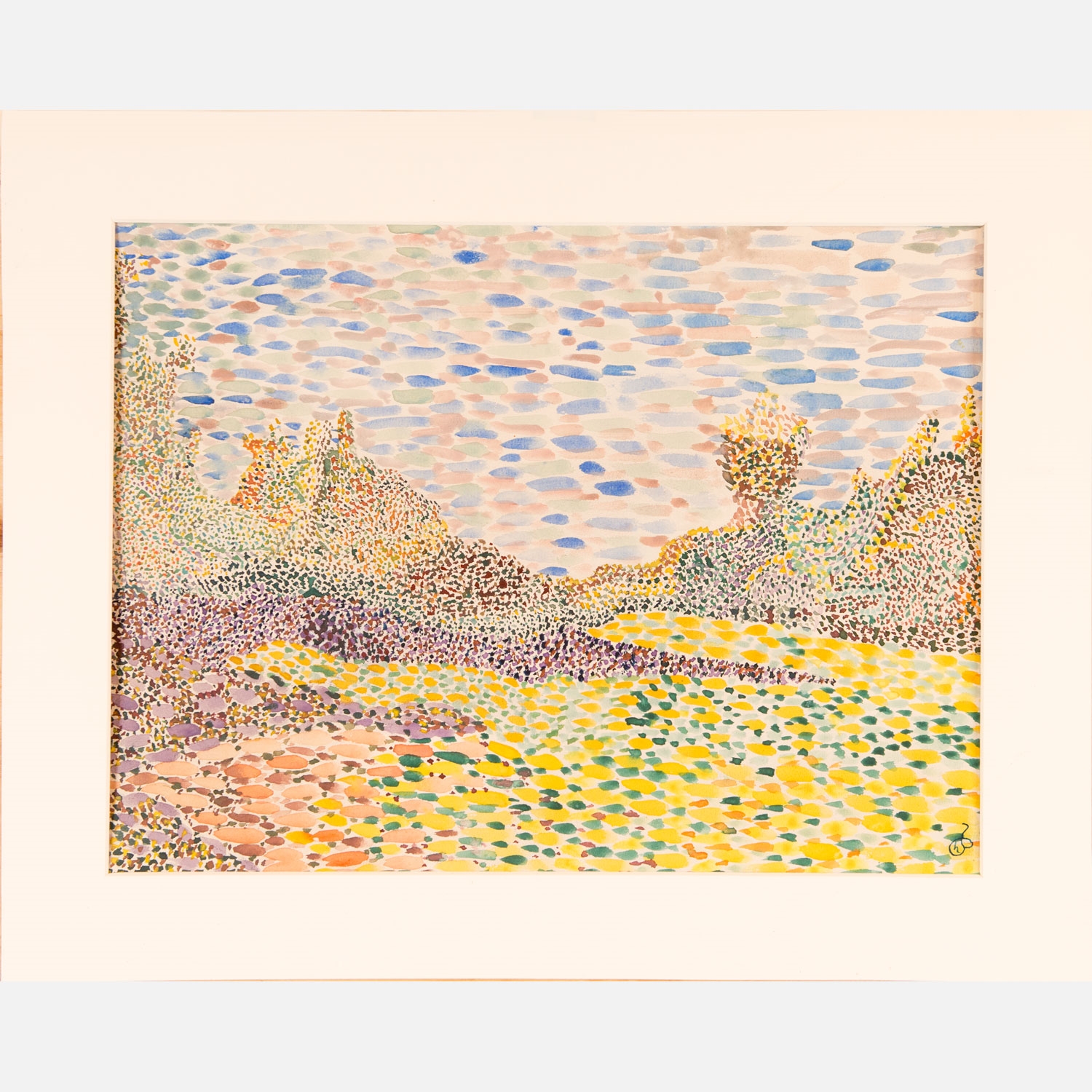 Hippolyte Petitjean | Pointillist landscape by the sea | MutualArt