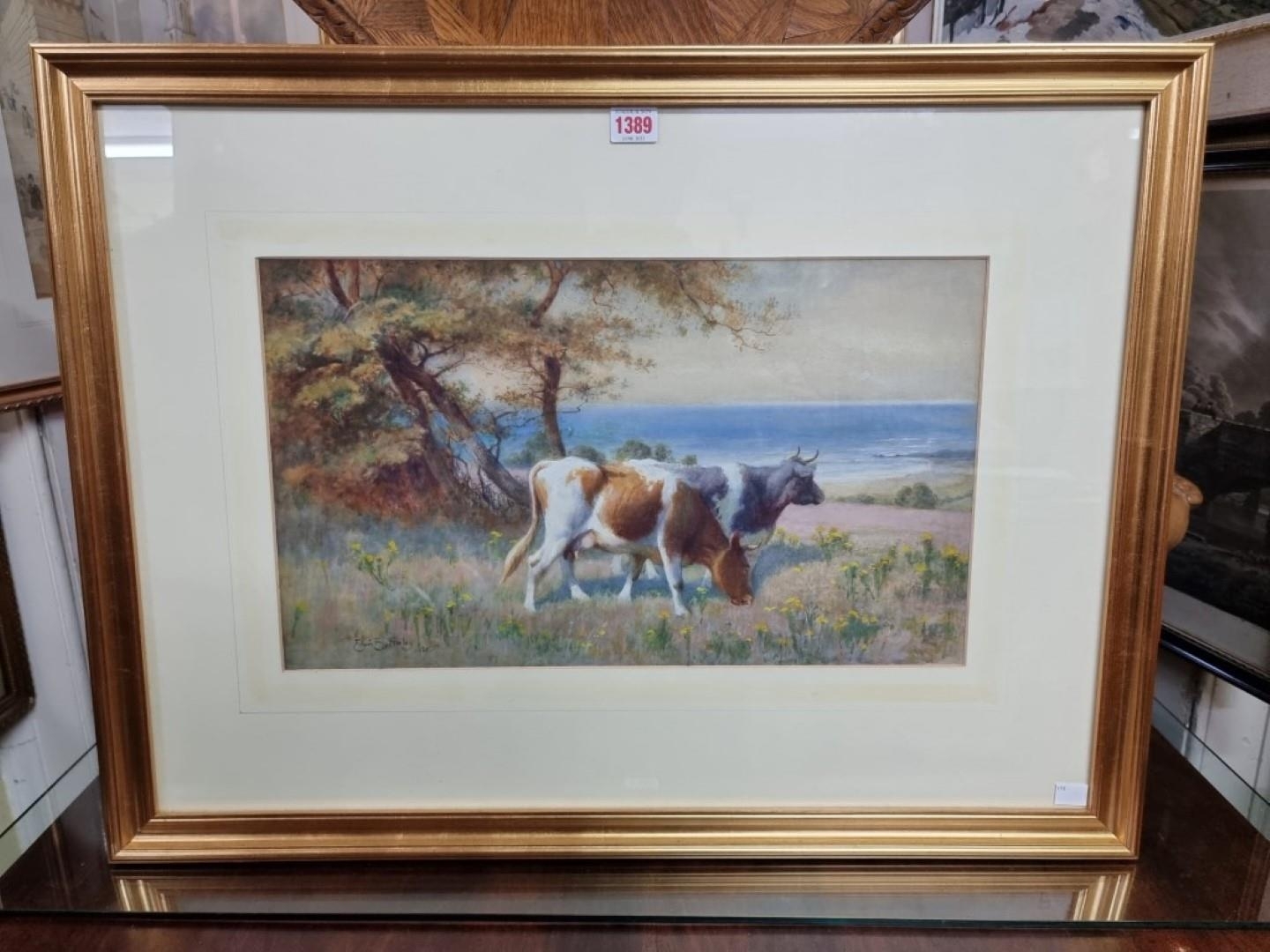 Edwin Bottomley | cattle in a coastal meadow | MutualArt