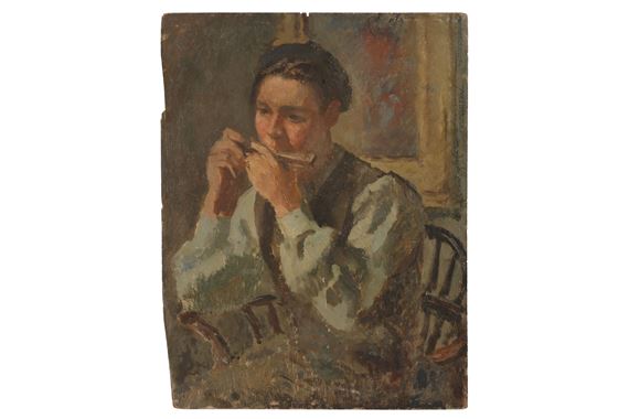 Edward le Bas | Boy playing the harmonica | MutualArt