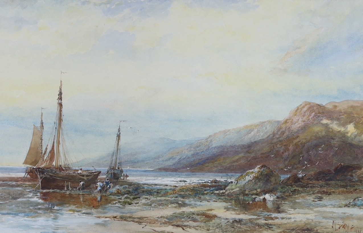 Albert Pollitt | Coastal scene with fishing boats unloading the catch ...