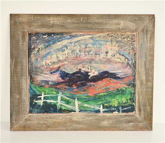 Marjorie Walker | Modernist view of a jockey on racehorse with city on ...