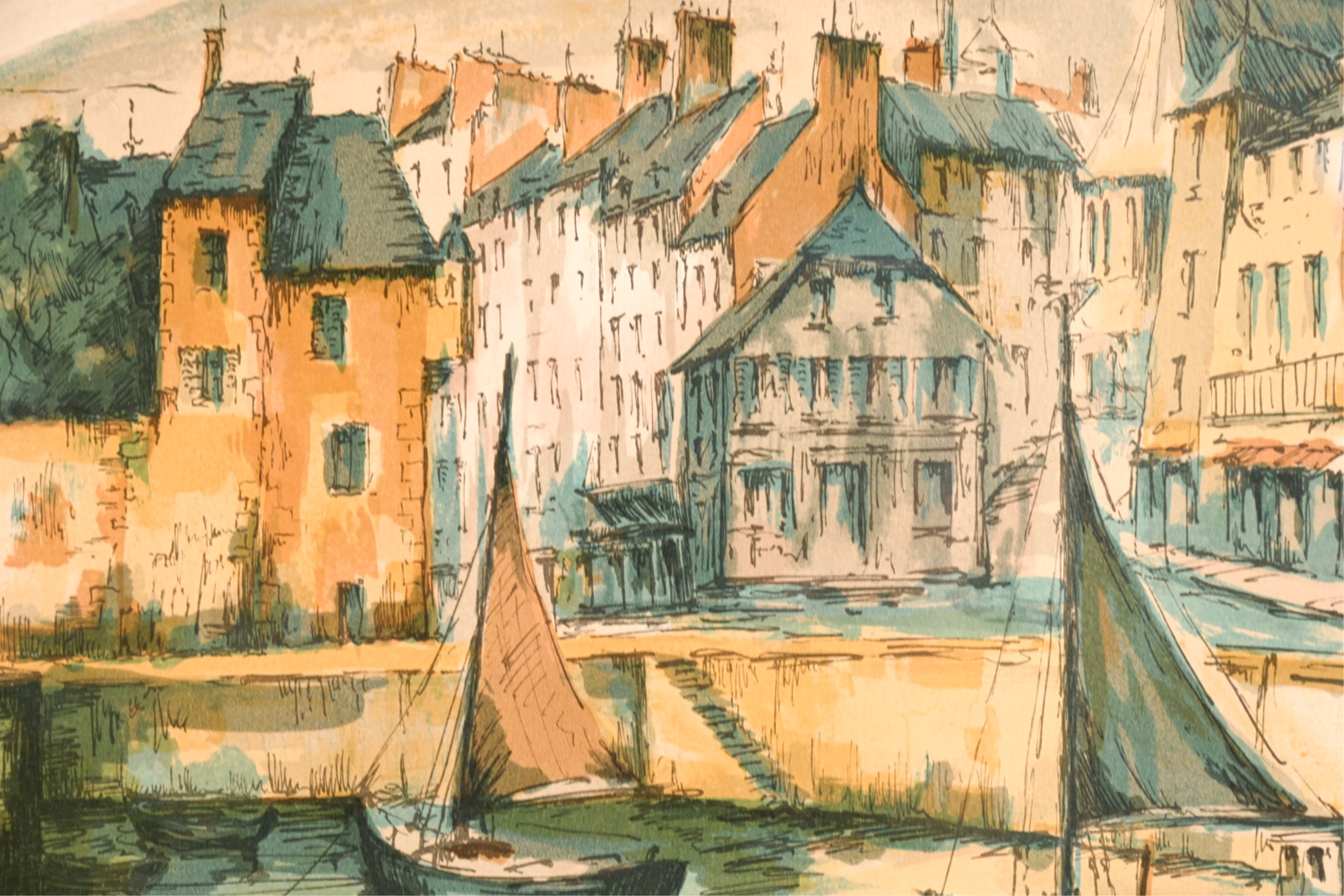 Jean Pierre Laurent | Color lithograph of Honfleur | MutualArt