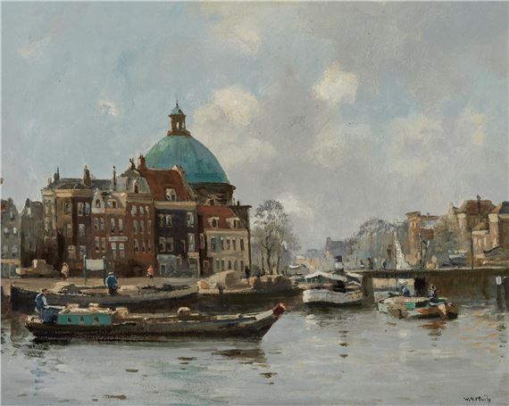 Willem Alexander Knip | View of the Singel with the Koepelkerk Beyond ...