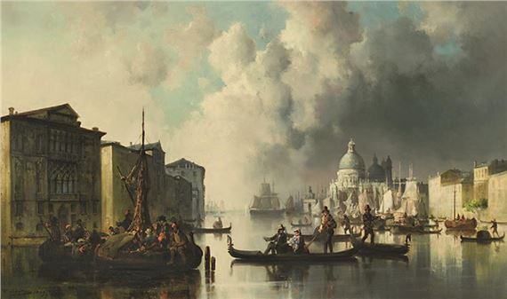 Joseph Carl Berthold Püttner | Reges Treiben am Canale Grande vor dem ...