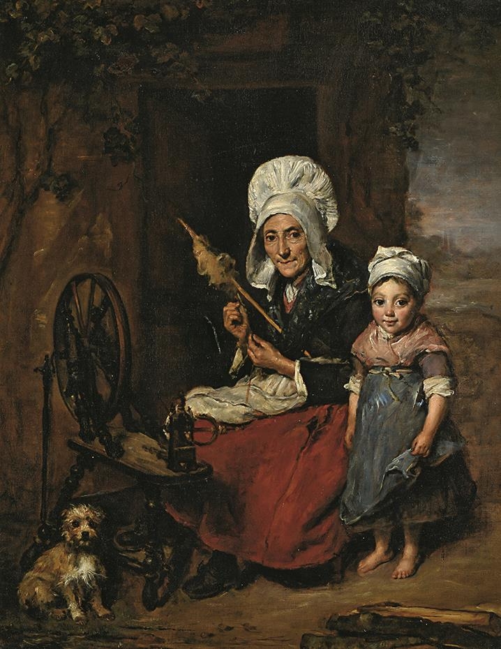 Elizabeth Emma Soyer | Großmutter am Spinnrad (1835) | MutualArt