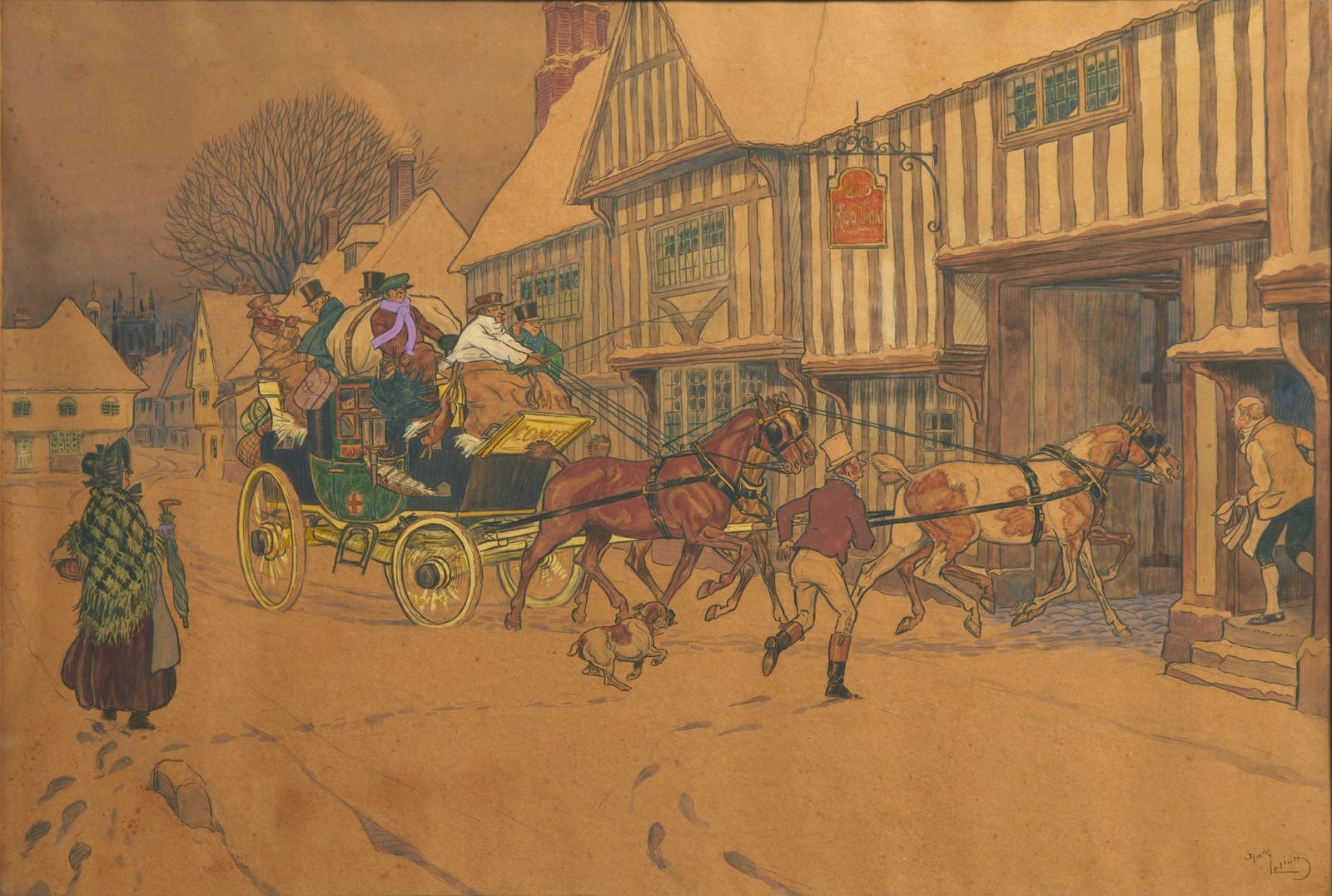 Harry Eliott | L’arrivée de la diligence Comet à l’auberge du Old Red ...