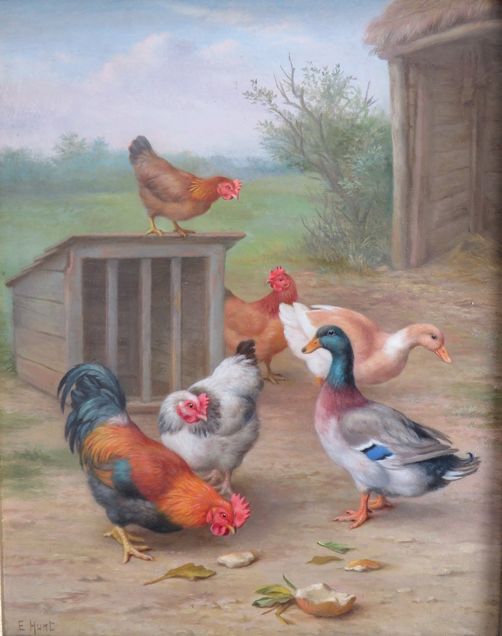 Edgar Hunt | A farmyard scene with chickens and ducks | MutualArt