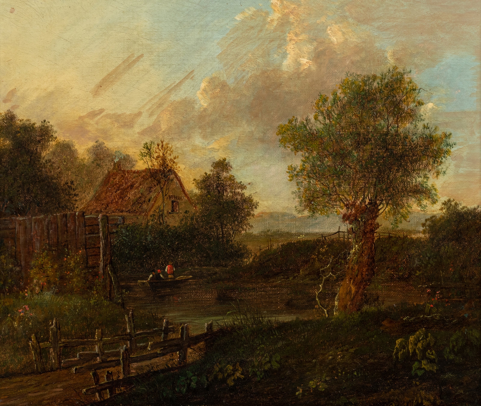 Patrick Nasmyth | Landscape with Stream and Figures in a Boat | MutualArt