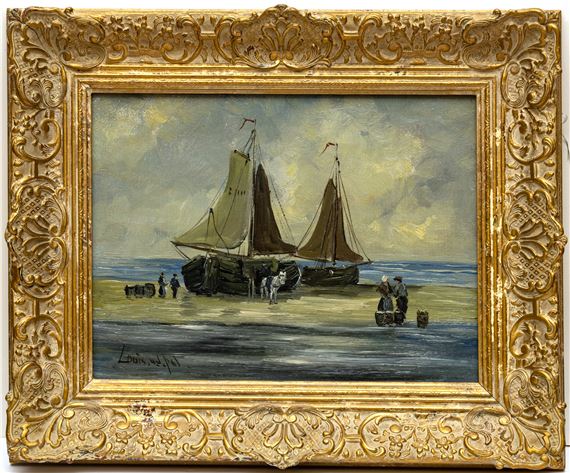 Louis van der Pol | SAILING VESSELS ON BEACH | MutualArt