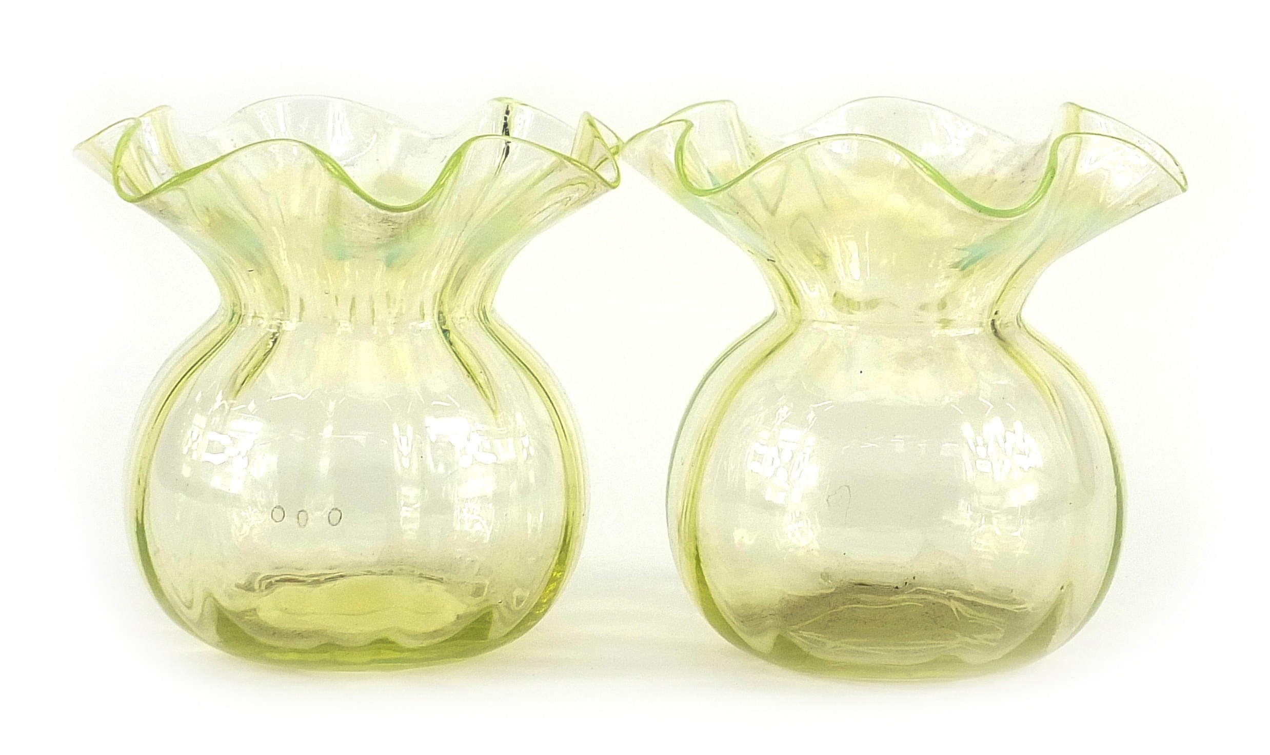 James Powell | pair of Art Nouveau straw opal glass vases | MutualArt