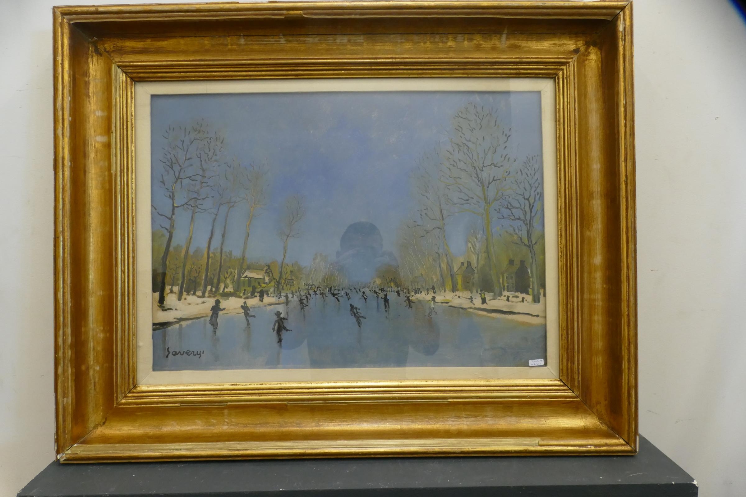 Albert Saverijs | Paysage animé de patineurs sur glace | MutualArt