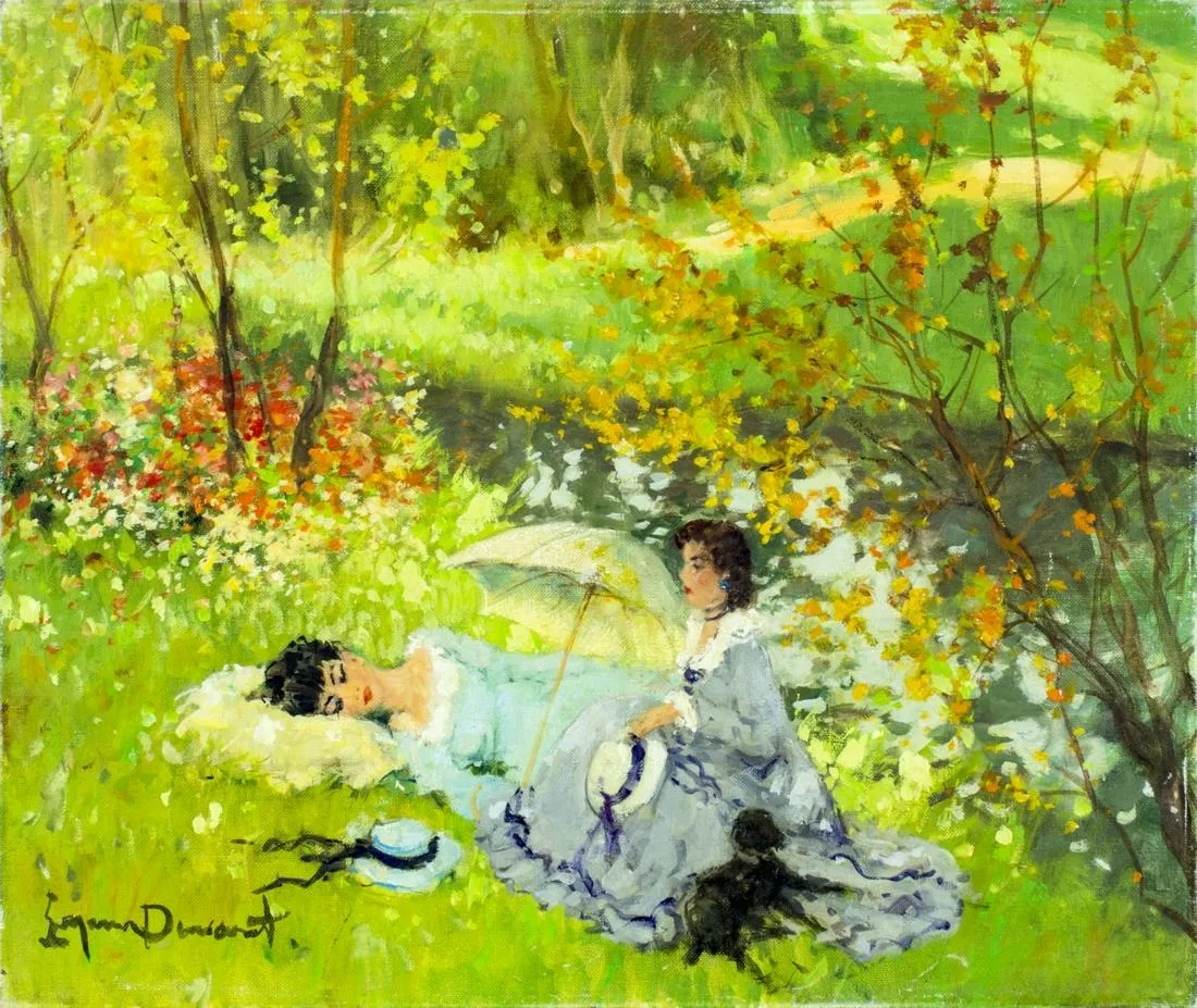 Suzanne Demarest | Two Ladies with Dog | MutualArt