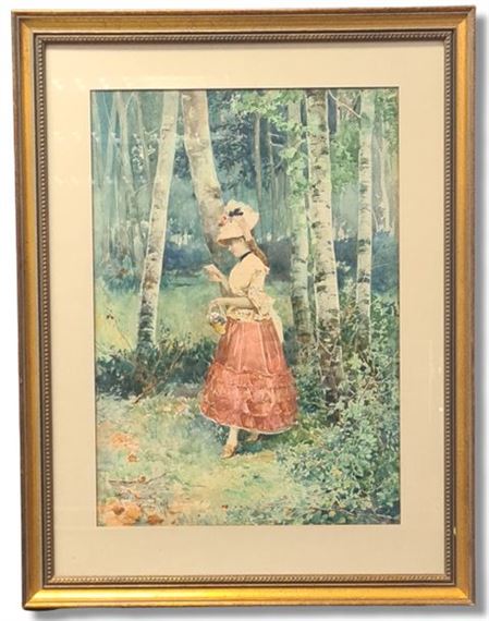 Attilio Simonetti | The elegant on a walk in the woods (1878) | MutualArt