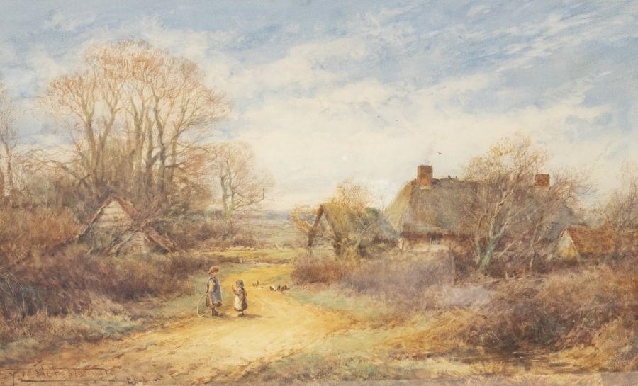 Henry John Sylvester Stannard | Two children playing on a road | MutualArt