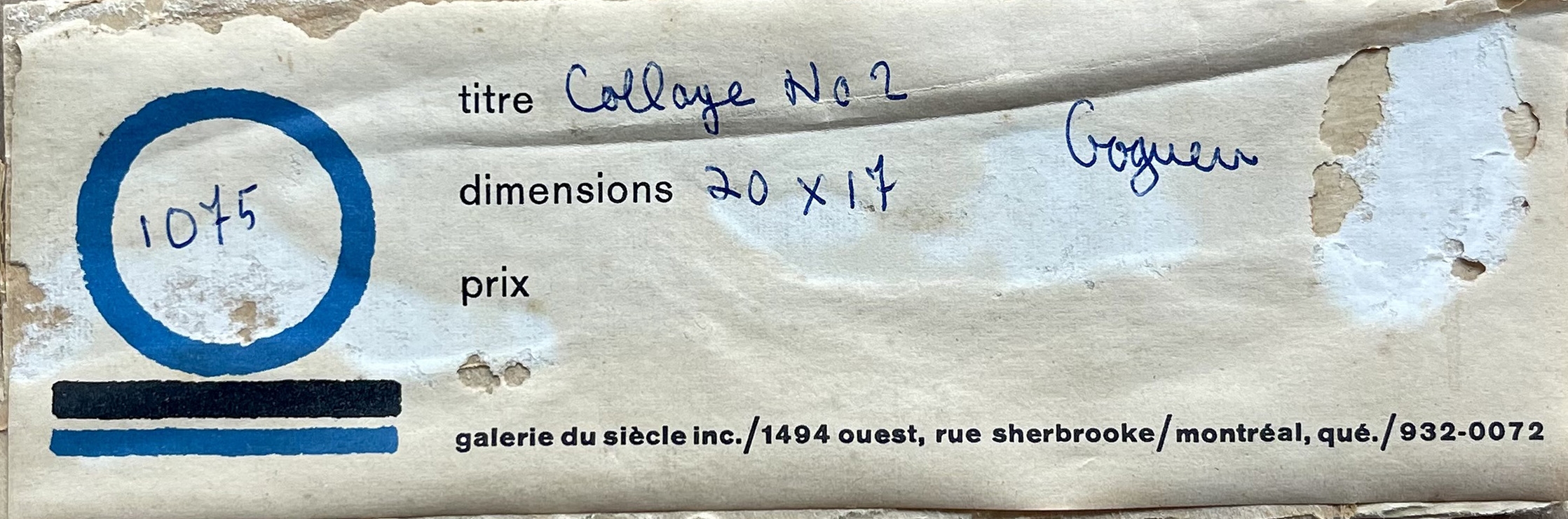 Jean Goguen | Collage nº 2 (1962) | MutualArt