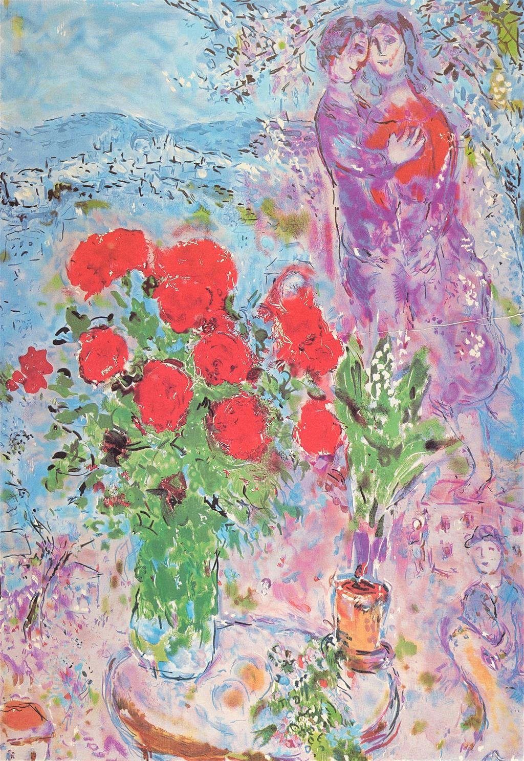 Marc Chagall | Lovers and Bouquet of Flowers | MutualArt