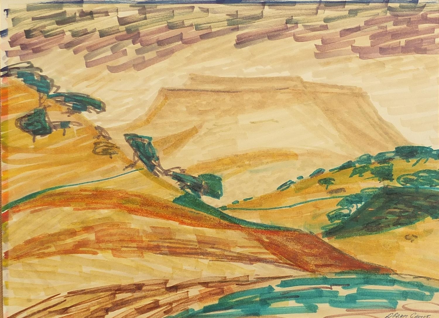 Abram Games | Mountainous landscape with trees | MutualArt