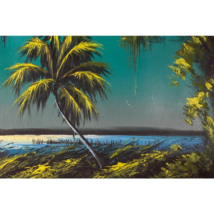 James Gibson | Florida beach landscape with tattered wooden pier in the ...