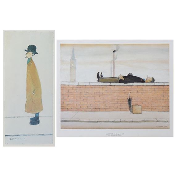 Laurence Stephen Lowry | Man Lying on a Wall, and man in a raincoat ...