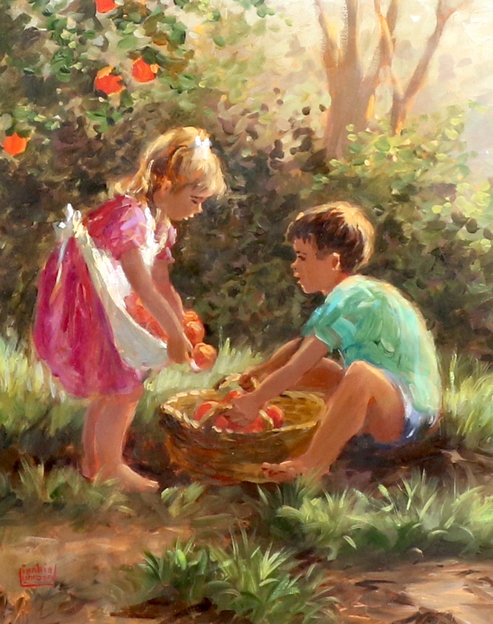 Lienkie Lombard | CHILDREN PICKING ORANGES | MutualArt
