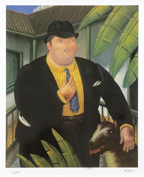 Fernando Botero | Hombre con Perro. (1990) | MutualArt