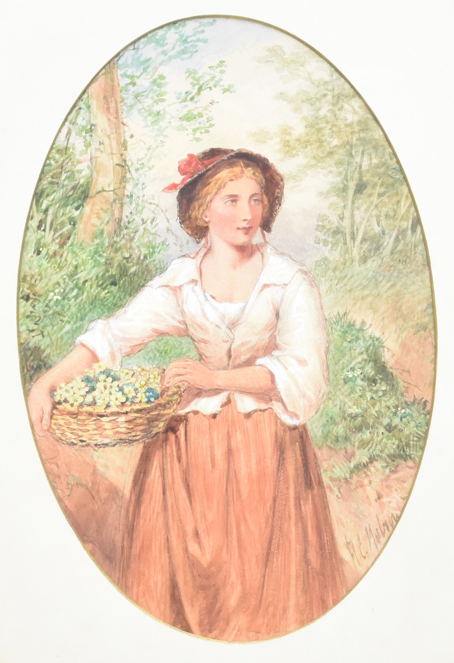 Henry E. Hobson | The Primrose Gatherer and A Fishergirl (1867) | MutualArt