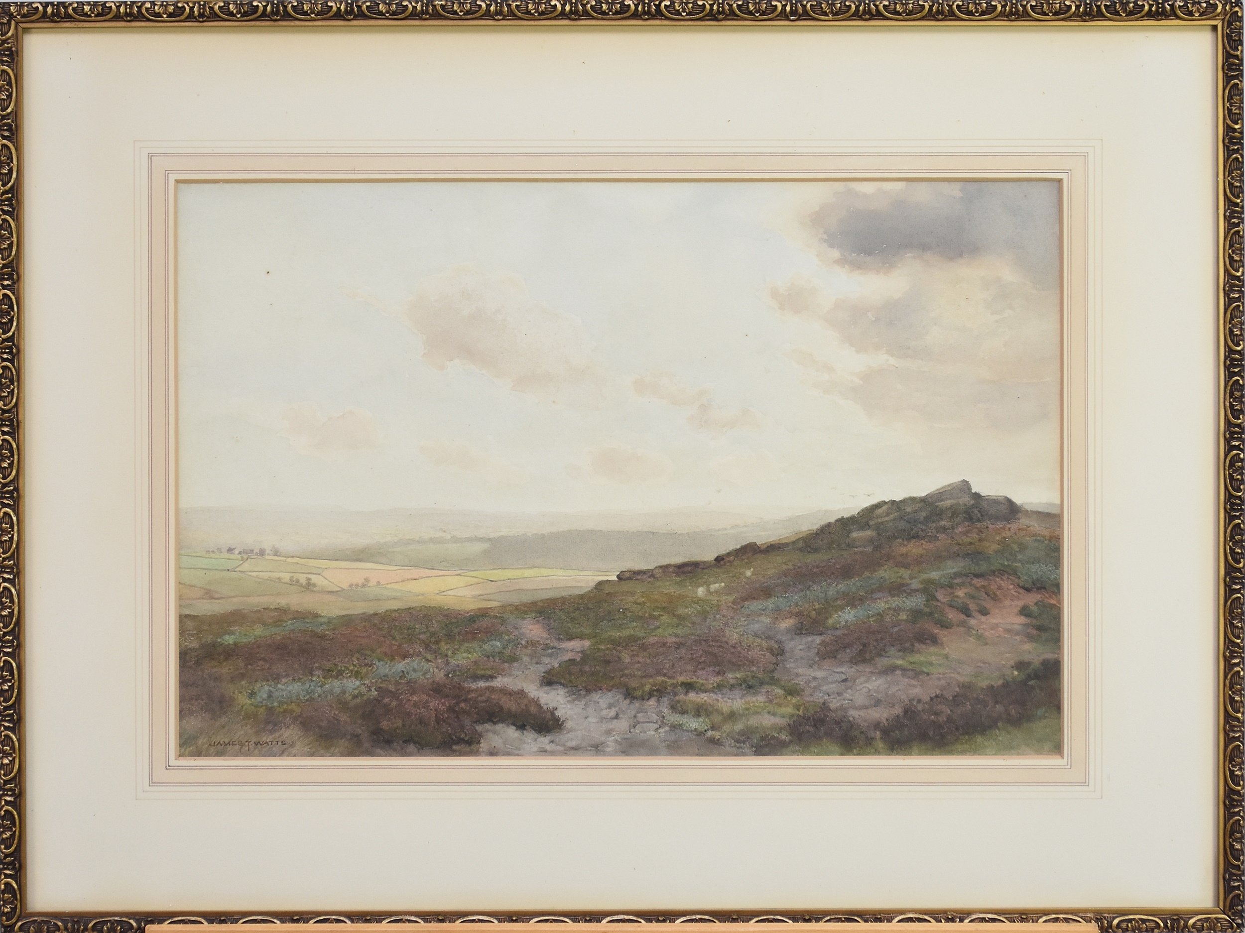 James Thomas Watts | Rural Landscape with Sheep Roaming in the Heather ...
