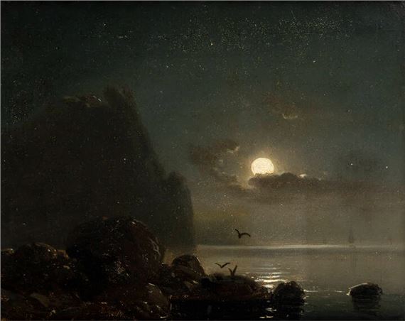 Francesco Gamba | Notturno sul mare (1854) | MutualArt