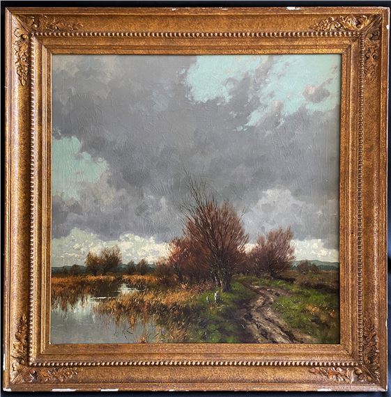 Karl Schaette | Dachauer Landschaft mit Moos, Bach und Bäumen unter ...