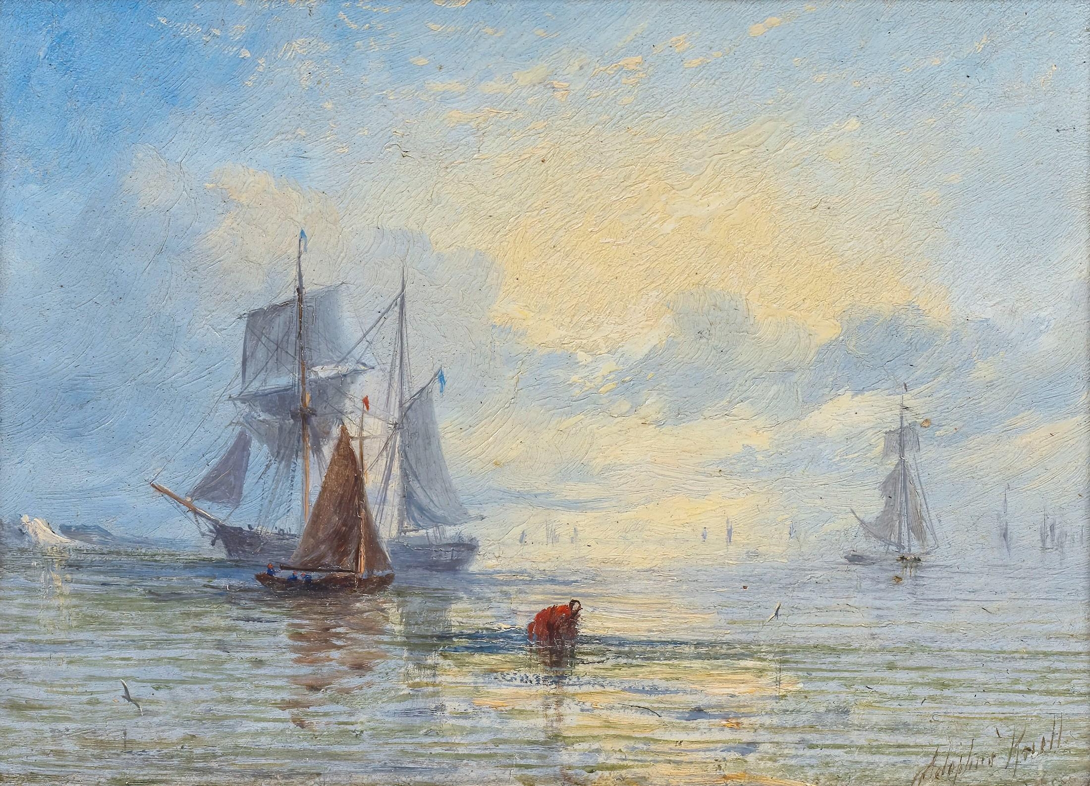 William Adolphus Knell | Coastal scene with sailing vessels | MutualArt