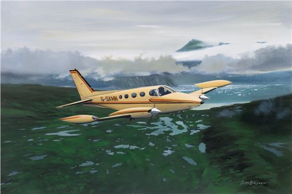 Jim Brown | Cessna 340A ‘G-SAMM' in flight | MutualArt