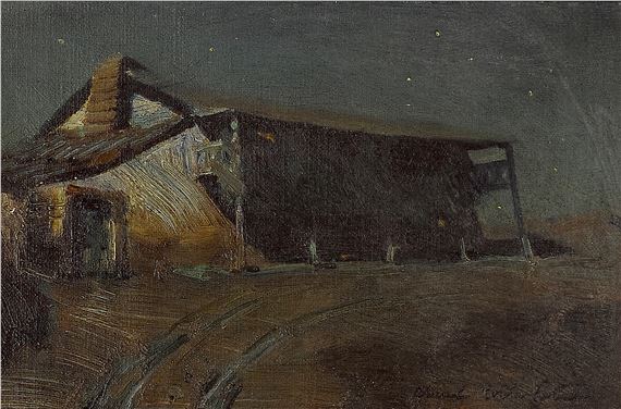 Charles Rollo Peters | Houseboats and Wharf Nocturne (1925) | MutualArt