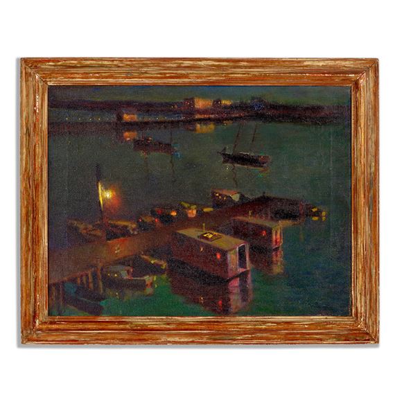 Charles Rollo Peters | Houseboats and Wharf Nocturne (1925) | MutualArt