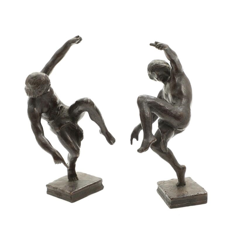 Stephan Abel Sinding | A pair of patinated bronze stauettes in shaped ...